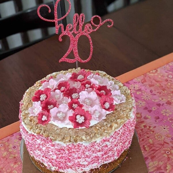 Hello 20 Cake Topper, Happy 20th Birthday Cake Topper, Happy 20th Party ...