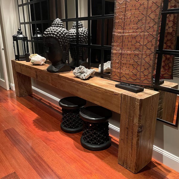 Old Beam Console Table Unique Wood Rustic Style Country Loft Organic ...