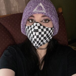 Black and White Checkered Face Mask, Checkered Face Mask for Men and ...