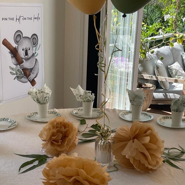 Pin the Hat on the Koala Kids Party Game Printable Poster, Birthday ...