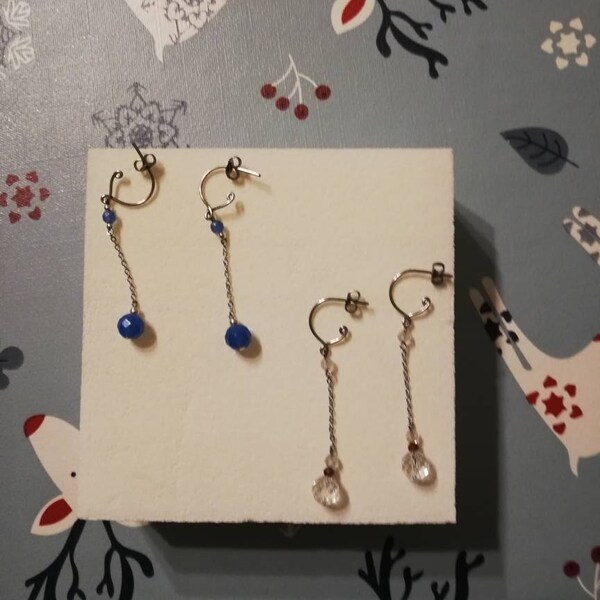 Small Titanium Drop Earrings With Faceted Rock Crystal Beads - Pure ...