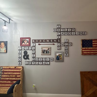 Wall Scrabble Tiles , 4.5 Wood Tile Blocks, Gallery Wall Decor ...