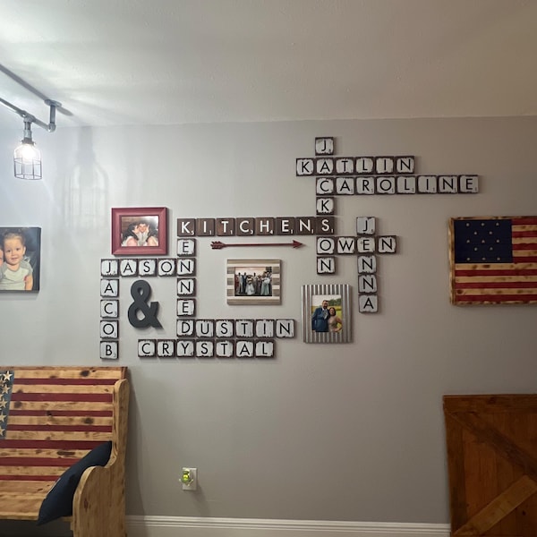 Wall Scrabble Tiles , 4.5" Wood Tile Blocks, Gallery Wall Decor ...