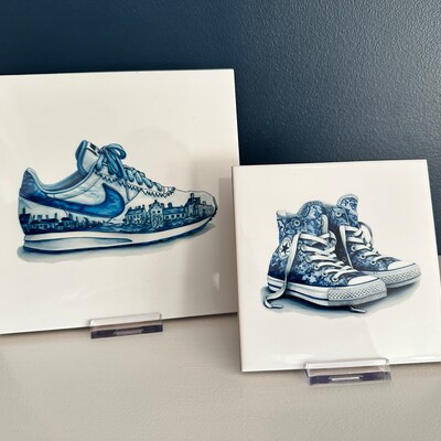 Delft Blue Ceramic Tile: Decorated Cross Modern Dutch - Etsy