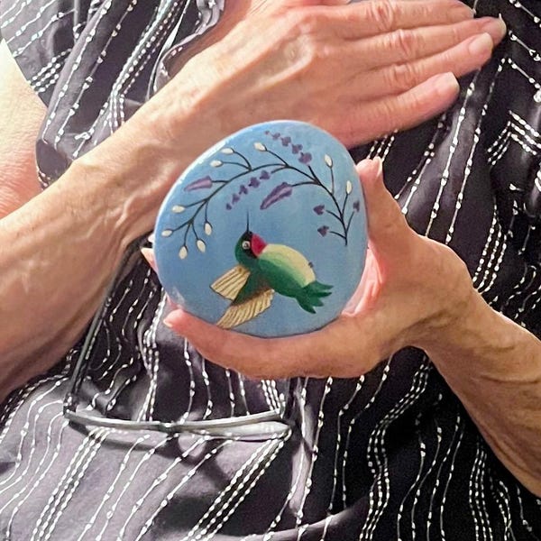 Flower Painted Rock, Rainbow Painted Stone, Floral Paperweights, Home ...