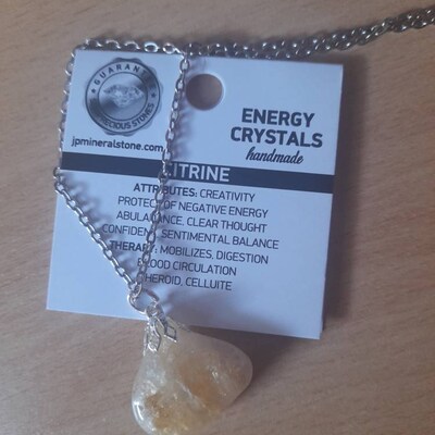 Optical Calcite Iceland Crystal Rough Crystal Sterling Steel Necklace ...