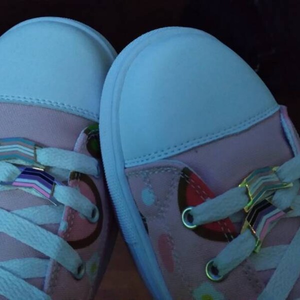 Trans Lace Locks — Small Subtle Gay Pride Shoelace Enamel Badge Shoe ...