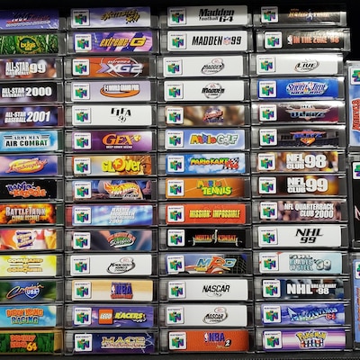N64 half Width End Labels Entire US Library Variants Player's Choice ...