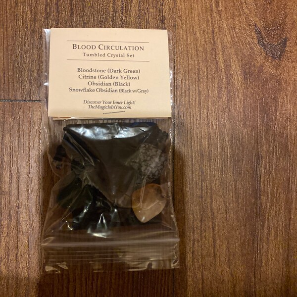 BLOOD CIRCULATION SUPPORT Tumbled Crystal Healing Set - 4 Gemstones W ...