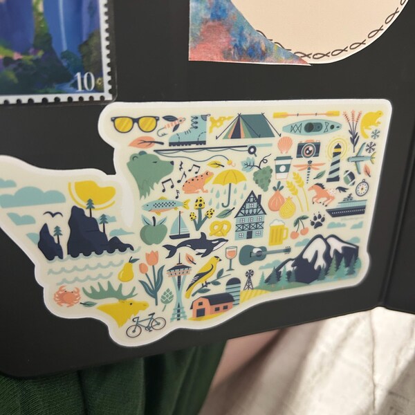 Washington State Sticker, Weatherproof Vinyl Sticker, Laptop Sticker ...