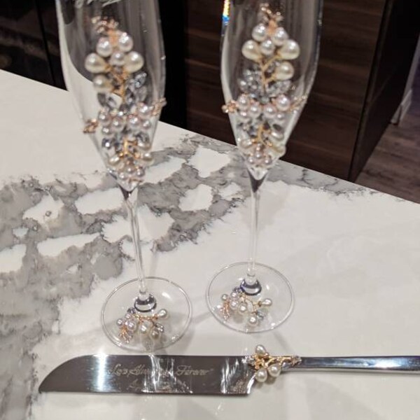 Rose Gold Cake Server and Knife Wedding Engraved Cake Server Set Rose ...