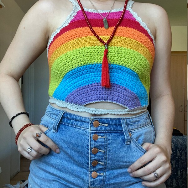 RAINBOW TOP Bralette - Crochet Written Pattern - Size: S/M - Etsy