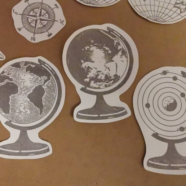 Globe Stamp, Compass Clear Transparent Stamp, World Map Rubber Stamp ...