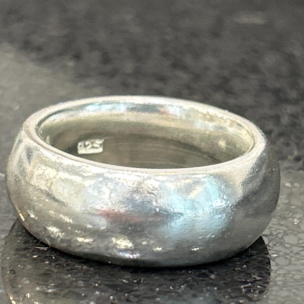 Chunky Large Domed Ring, 925 Sterling Silver Ring, Thick Wide Band ...