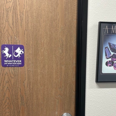 Unicorn Dragon Gender Neutral Bathroom Restroom Sign Whatever Just Wash ...