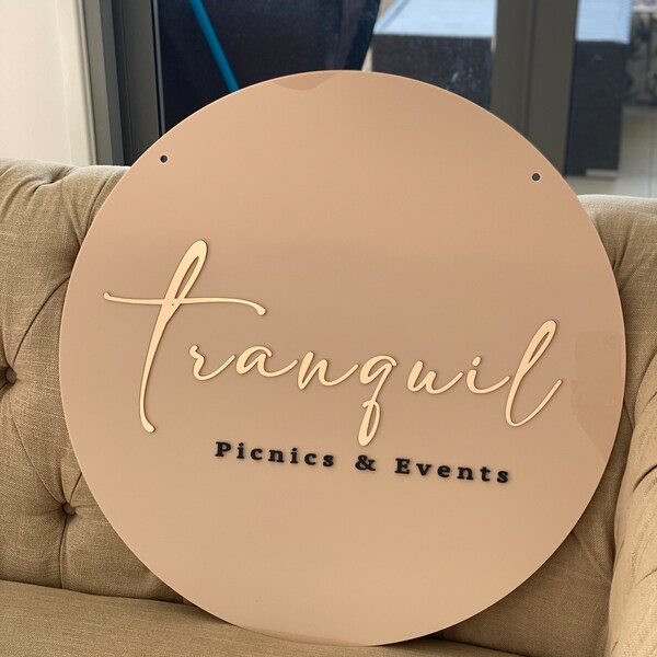 Round Business Logo Sign, 3D Door Wall Signage, Custom Logo Acrylic ...