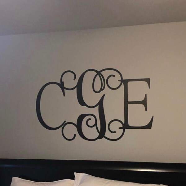 Monogram Decal LARGE Wall Decal -elegant Wall Decal - Custom Wall Decal ...