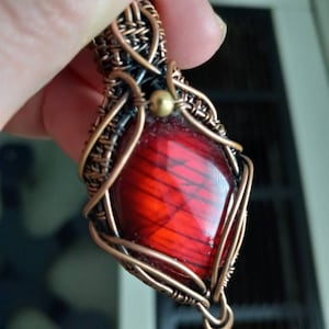 Red Fire Labradorite Pendant Copper Wire Wrapped Pendant Handmade ...