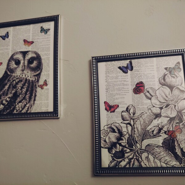 OWL Art Print Dictionary Art Print Owl Dictionary Art Print Upcycled Book Page Print Royal Owls ...