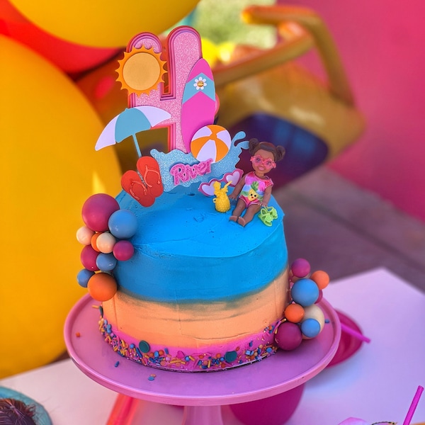 Beach Theme Cake Topper | Custom Number Cake | Personalized Birthday ...