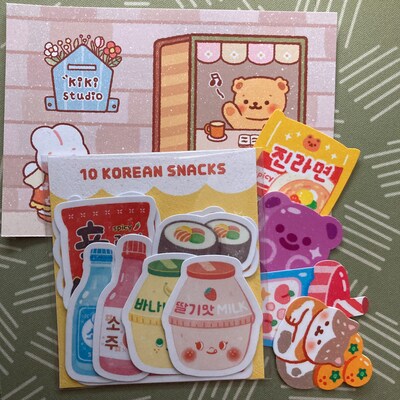 10 Korean Snacks Sticker Pack Water Resistant Laminated Die Cut Sticker ...