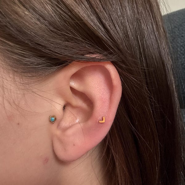 Titanium Vertical Dangle Hidden Helix Piercing, Threaded Flat Back Stud ...