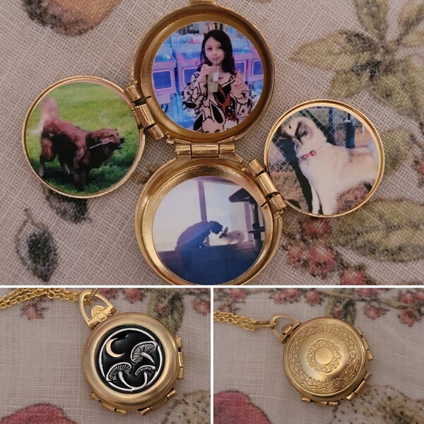 Gold Locket Necklace Custom Photo Lockets Gift for Her Minimalist ...