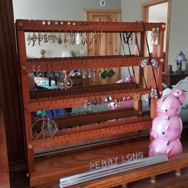 Cherry Double-sided Earring Holder Stand, Country Wood Jewelry Display ...