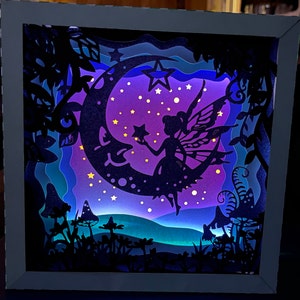 Fairy Moon Shadow Box, Lightbox SVG Paper Cut Shadow Box, Shadowbox ...