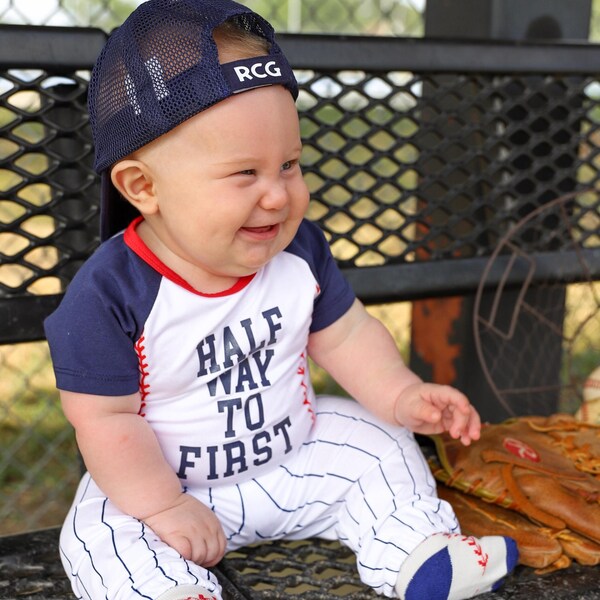 Halfway to First 6 Months Half Halfway Birthday Personalized Baseball ...