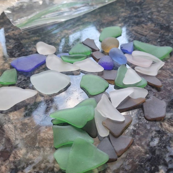 40 Pieces Mixed Sizes of Sea Glass Jewelry Sea Glass Ocean Glass ...