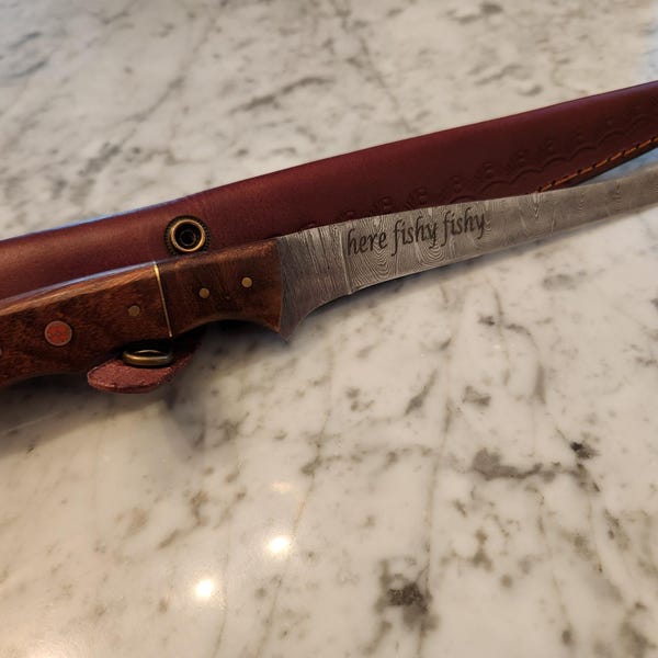 Fillet Knife Handmade Damascus Steel Fishing Knife Best Gift for ...