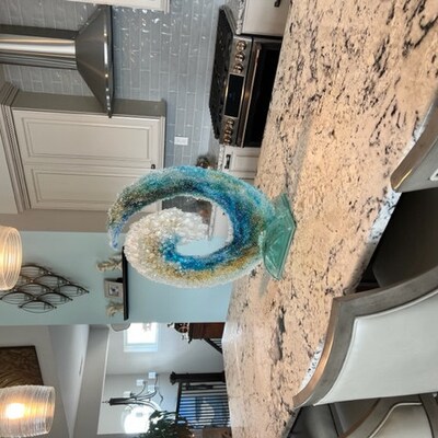 12 Inch Turtle Wave on Glass Arched Stand - Etsy