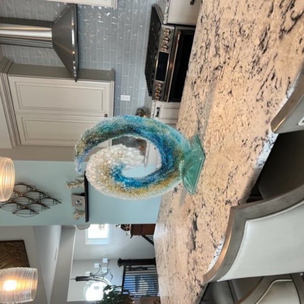 12 Inch Turtle Wave on Glass Arched Stand , 12 X 13 X 5 Inches - Etsy