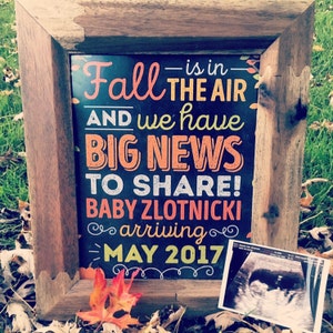 Fall Pregnancy Announcement Sign Printable Fall Baby Announcement ...