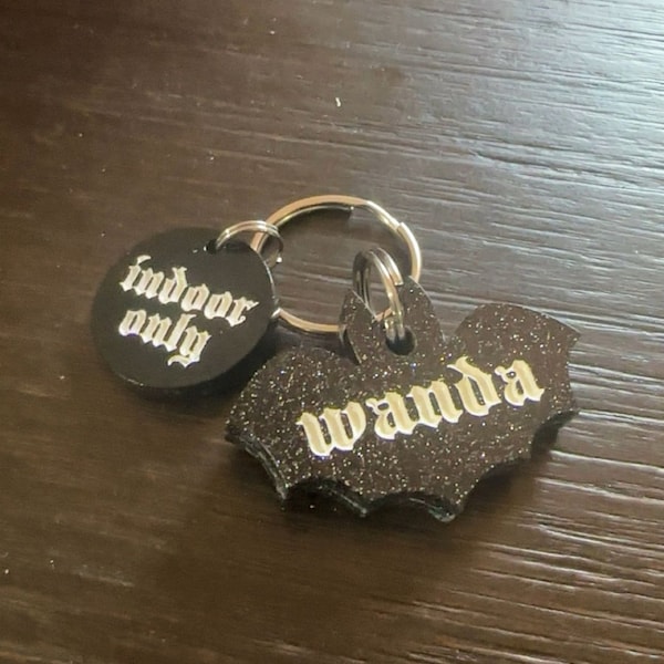 Custom Bat Pet ID Tag, Personalized Acrylic Gothic Pet Tag - Etsy