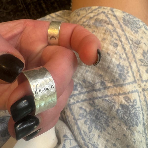 Sterling Silver Adjustable Ring . Personalized Name Ring . Hammered ...