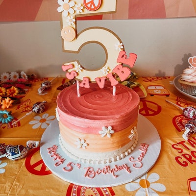 Five is a Vibe Cake Topper, Groovy Birthday Party Decorations, Retro ...