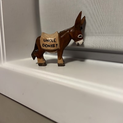 Hand Carved Long Eared Brown Donkey With Some White on His Stomach ...