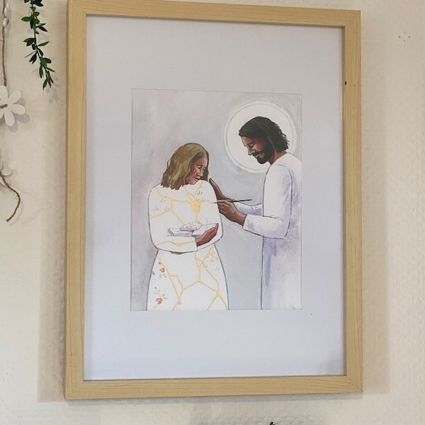 Kintsugi Christ Art Print: Japanese Golden Joinery - Etsy