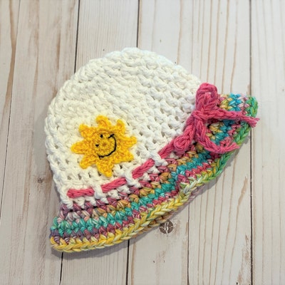 HAPPY SUN HAT Crochet Pattern Baby Sun Hat Pattern Cotton Sun Hat ...