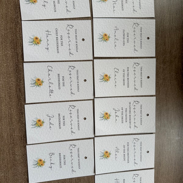 Eucalyptus Wedding Reserved Tags, Wedding Ceremony Reserved Seating Tag ...