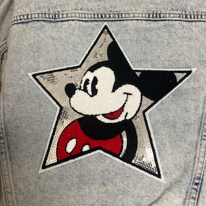 Large Sequin Mickey Mouse Star Patch, Disney Iron on & Sew on Patches ...