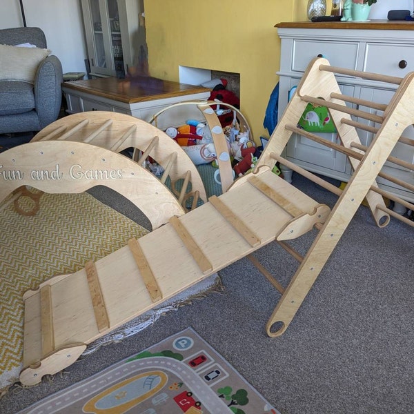 Set of 3 Items: Foldable Triangle + Arch + Ramp With Slide, Climbing ...