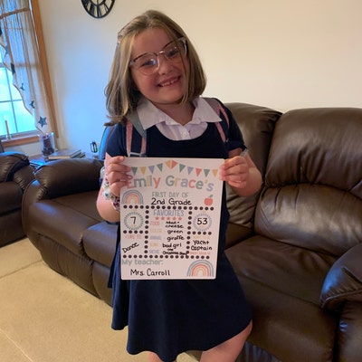 Preschool 1st Day of School, Rainbow First Day Reusable Sign, 1st Day ...