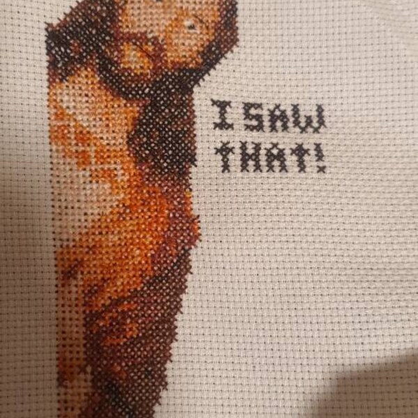 Peeking Jesus I Saw That Cross Stitch Pattern Funny Christ Xstitch ...