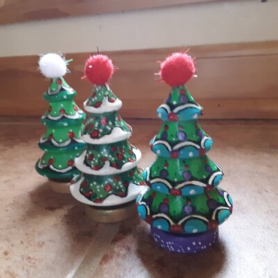 Turned Wooden Tree, Wooden 3 Dimensional Tree, 2 3/4 Tree, DIY Small ...