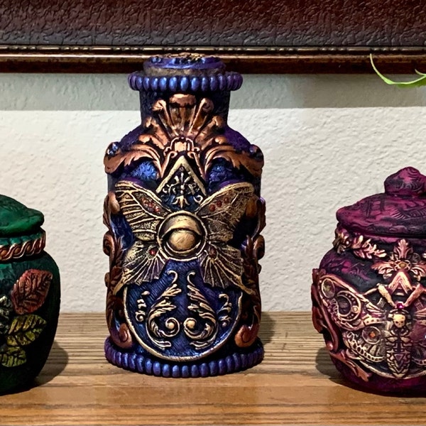 Deathshead Moth Apothecary Jar Potion Bottle / Gothic Home Decor Wiccan ...