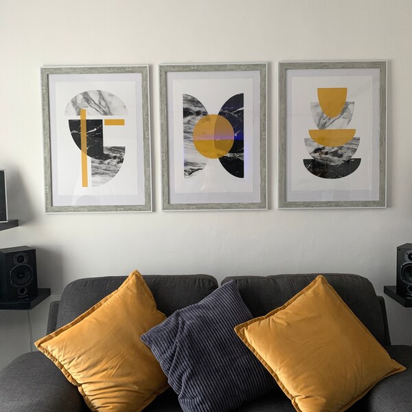 Set of 3 Mustard Art Prints, Mustard Wall Art, Yellow Wall Art, Mustard ...