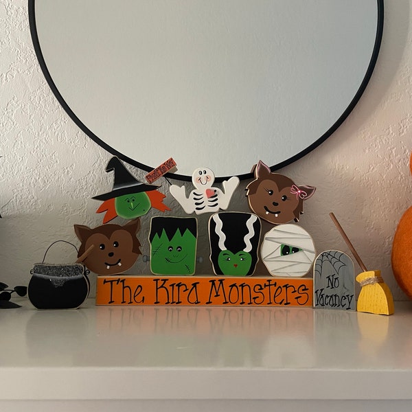 Our Little Monsters Personalized Halloween Decor Dracula Frankenstein ...